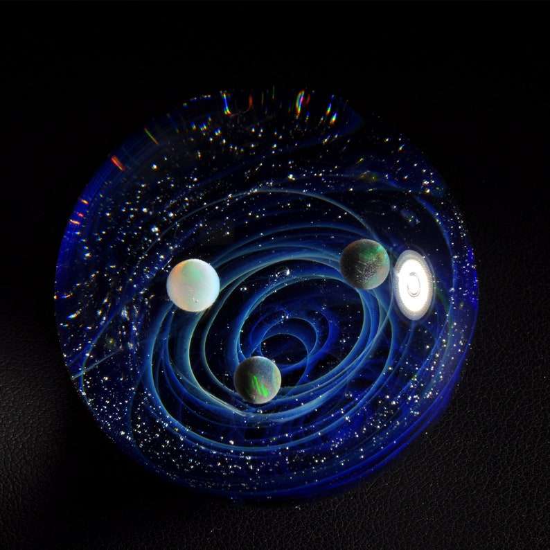 Heady Glass Marble Universe Opal Hand Blown Glass Ball, Silver Space ...