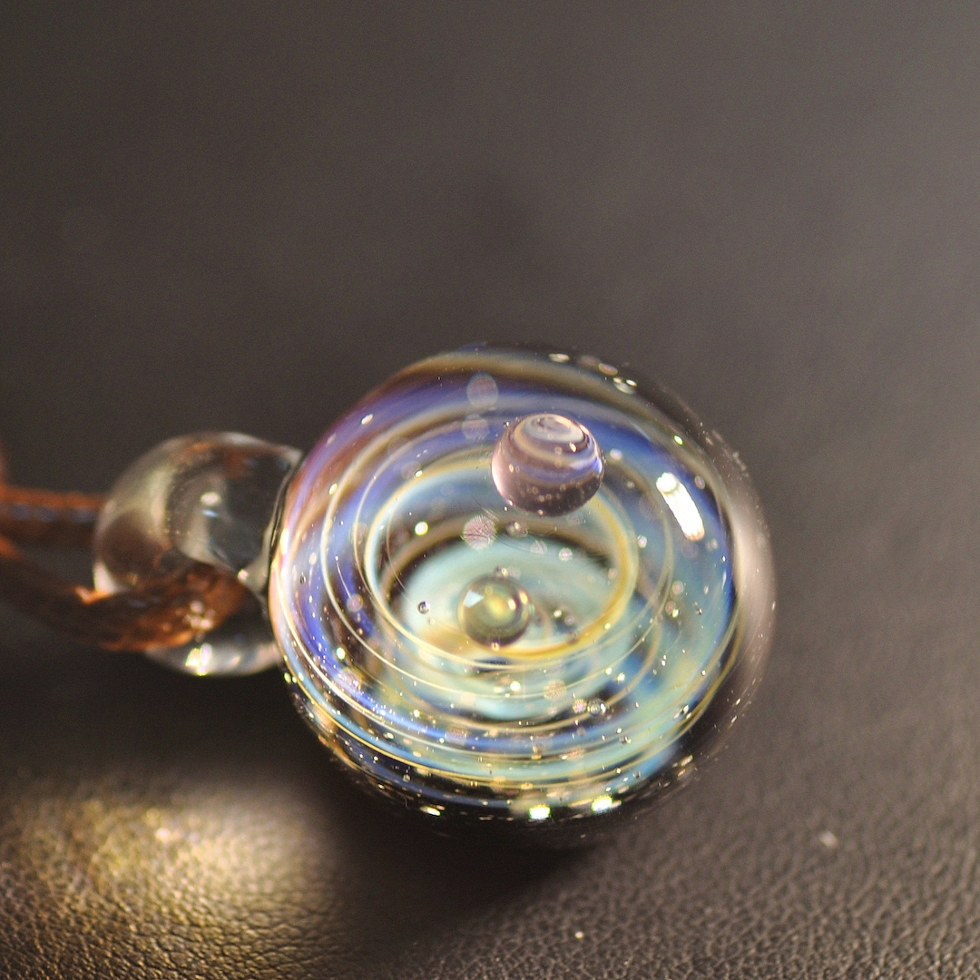 Spaceblown Glass Universe Pendant 1 Inches,glass Dome,planet Stars ...