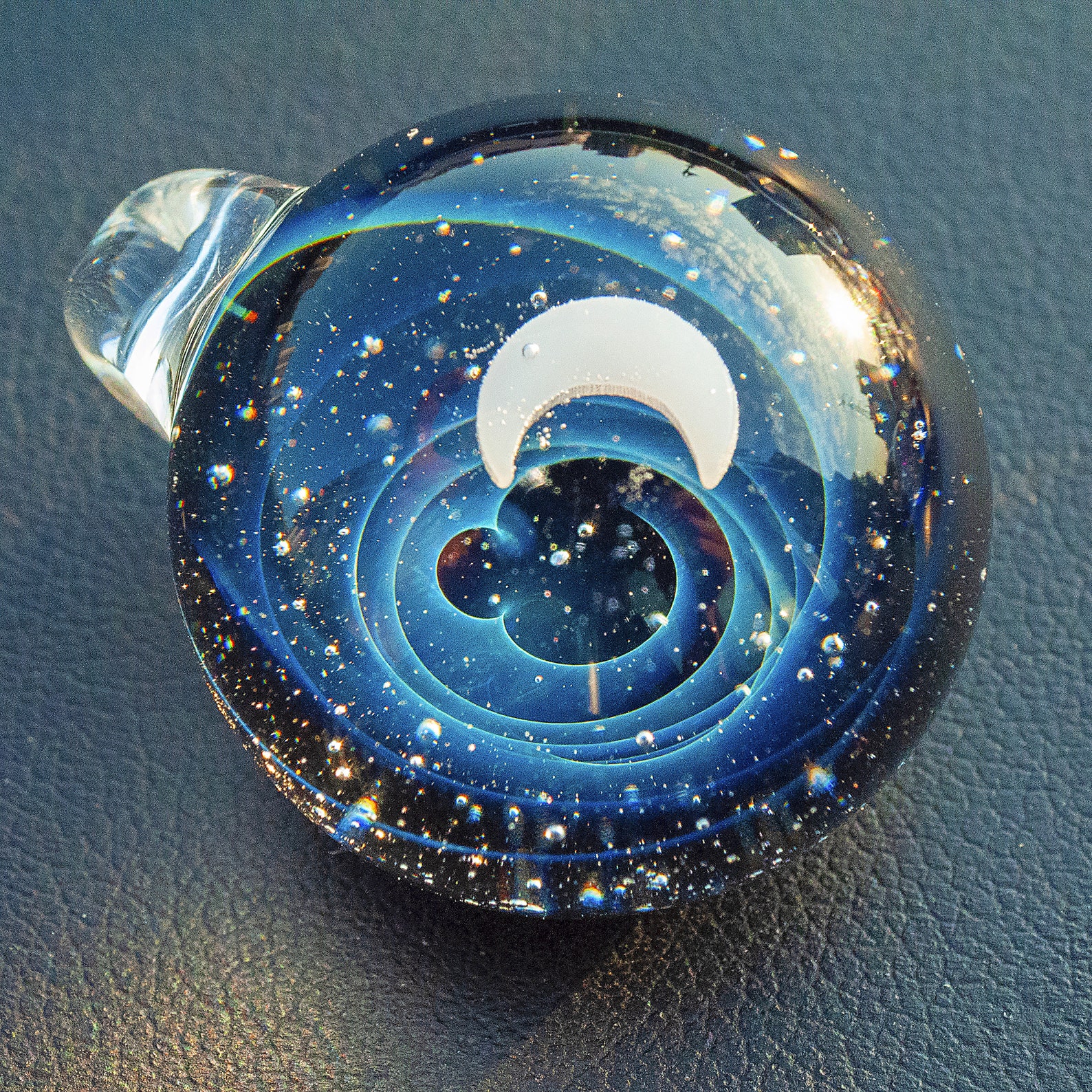 Handmade Glass Universe Pendant 23mm,unique Birthday Gift Blue Galaxy ...