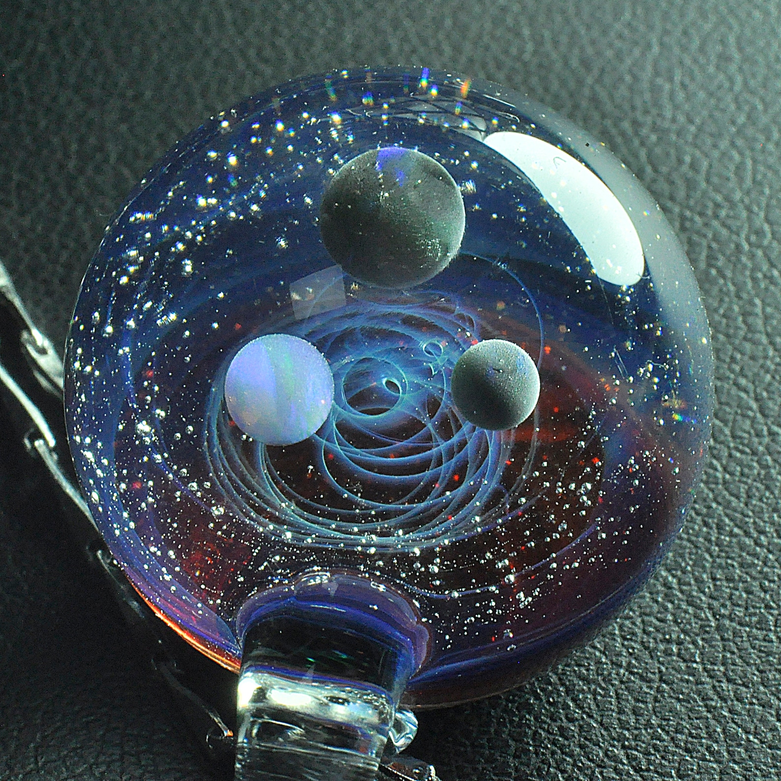 Glass Pendant Space Universe Galaxy Silver & Gold Fumed Glass - Etsy