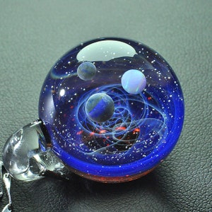 Night Sky Galaxy Necklace,space Blown Glass Universe Pendant 1 Inches ...