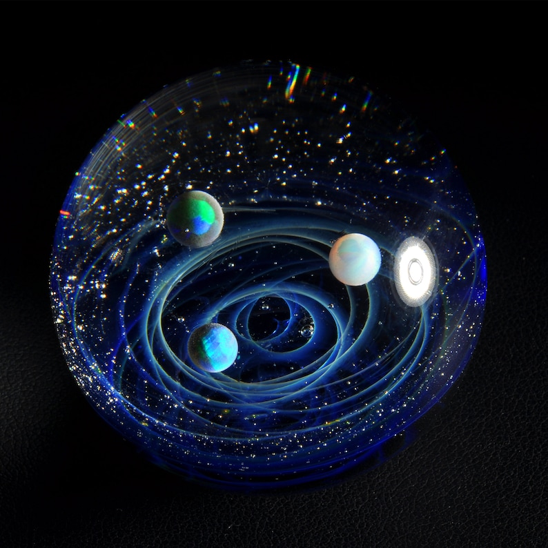 Heady Glass Marble Universe Opal Hand Blown Glass Ball, Silver Space ...