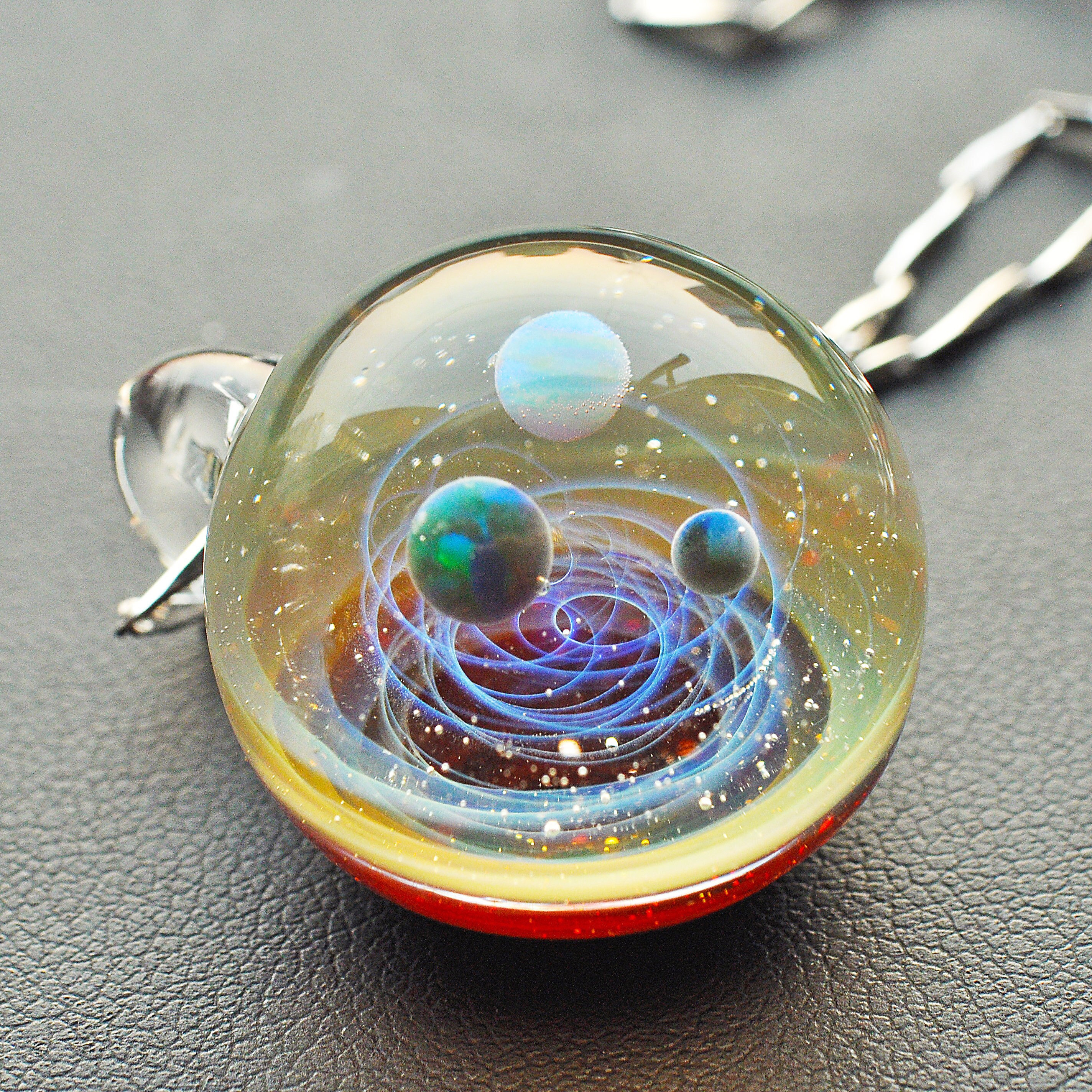 Unique Gift Borosilicate Art Glass Galaxy Pendant Space Planet Sky 24mm ...