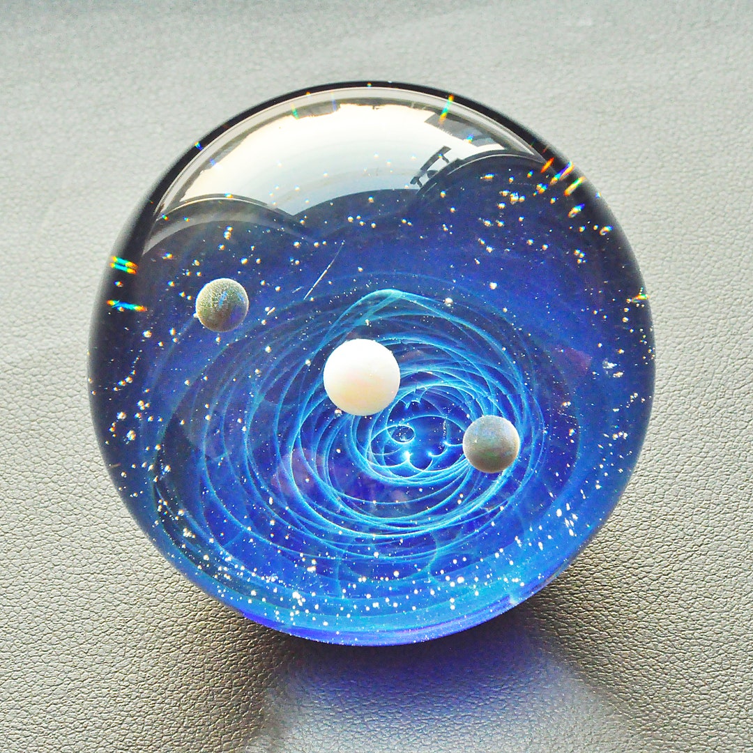 Glass Dome Planet Stars Twisted Space Glass Marble，unique Gift Night ...