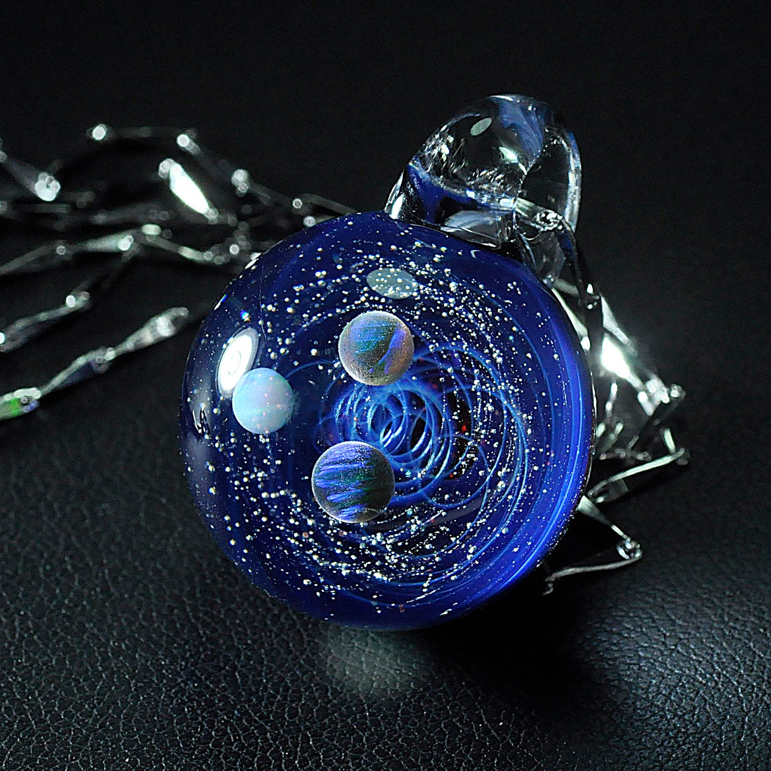 Night Sky Galaxy Necklace, Planet Stars , Glass Dome,spaceblown Glass ...