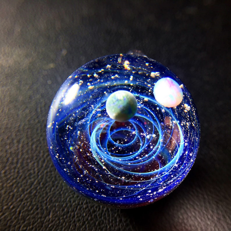 Spaceblown Glass Universe Pendant 1 Inches,glass Dome,planet Stars ...