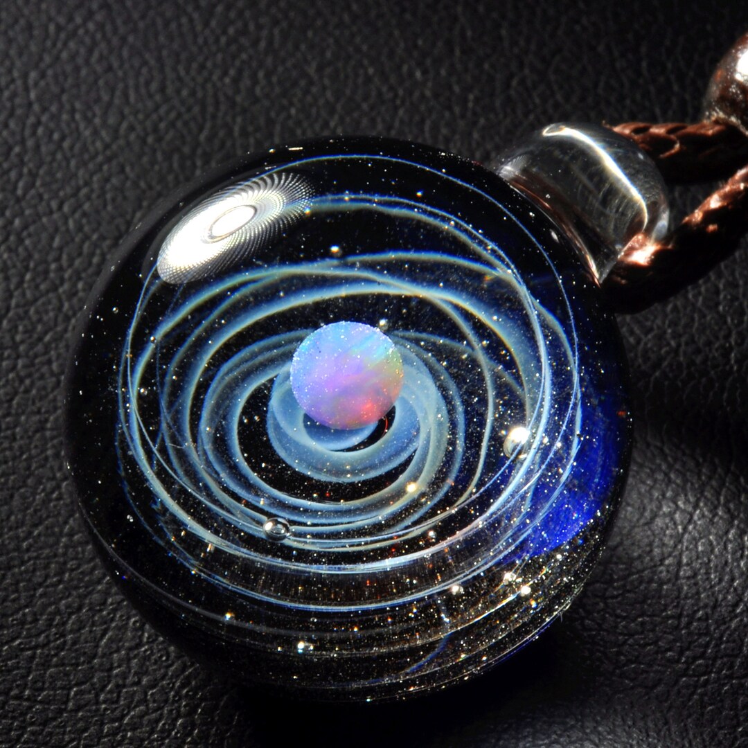 Night Sky Galaxy Necklace, Universe Pendant Space Blown Glass 1 Inches ...