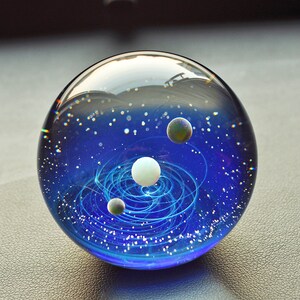Glass Dome Planet Stars Twisted Space Glass Marble，unique Gift Night ...