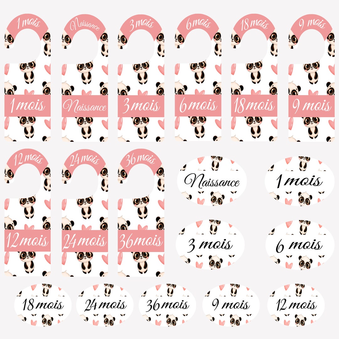 Panda Themed Baby Wardrobe Divider 9 Garment Dividers Plus 9 Drawer ...