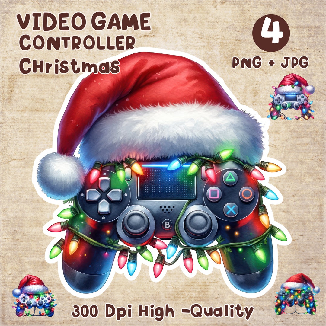 Funny Christmas Game Controller Png Christmas Png Santa Hat PNG Game ...