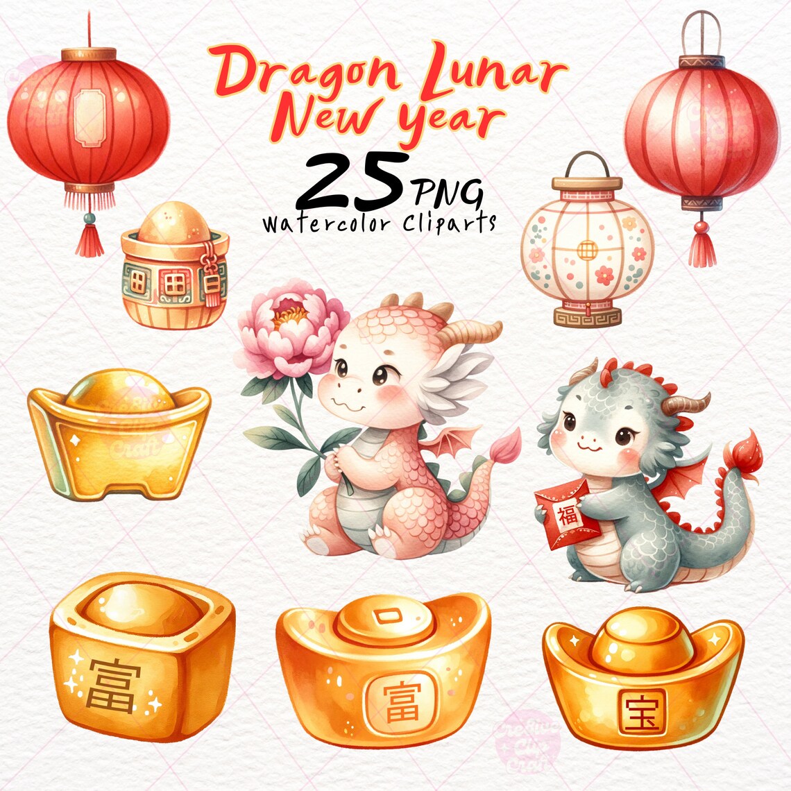 Dragon Lunar New Year Watercolor, Dragon Clipart, Chinese New Year ...