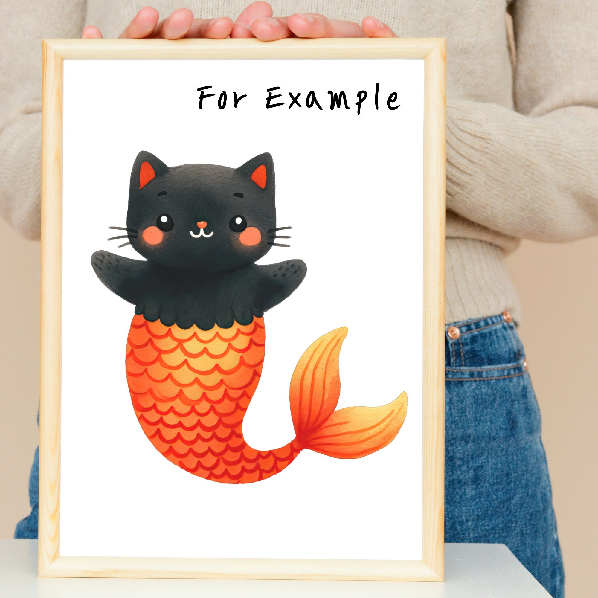 Cute Cat Mermaid Watercolor Clipart, Meowmaid Clipart, Mermaid Kitty ...
