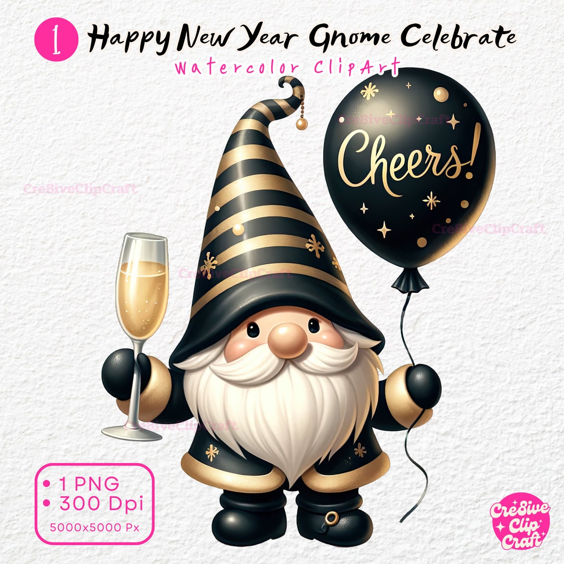 Happy New Year Gnome Celebrate PNG Clipart HNY 2024 Celebrate With ...
