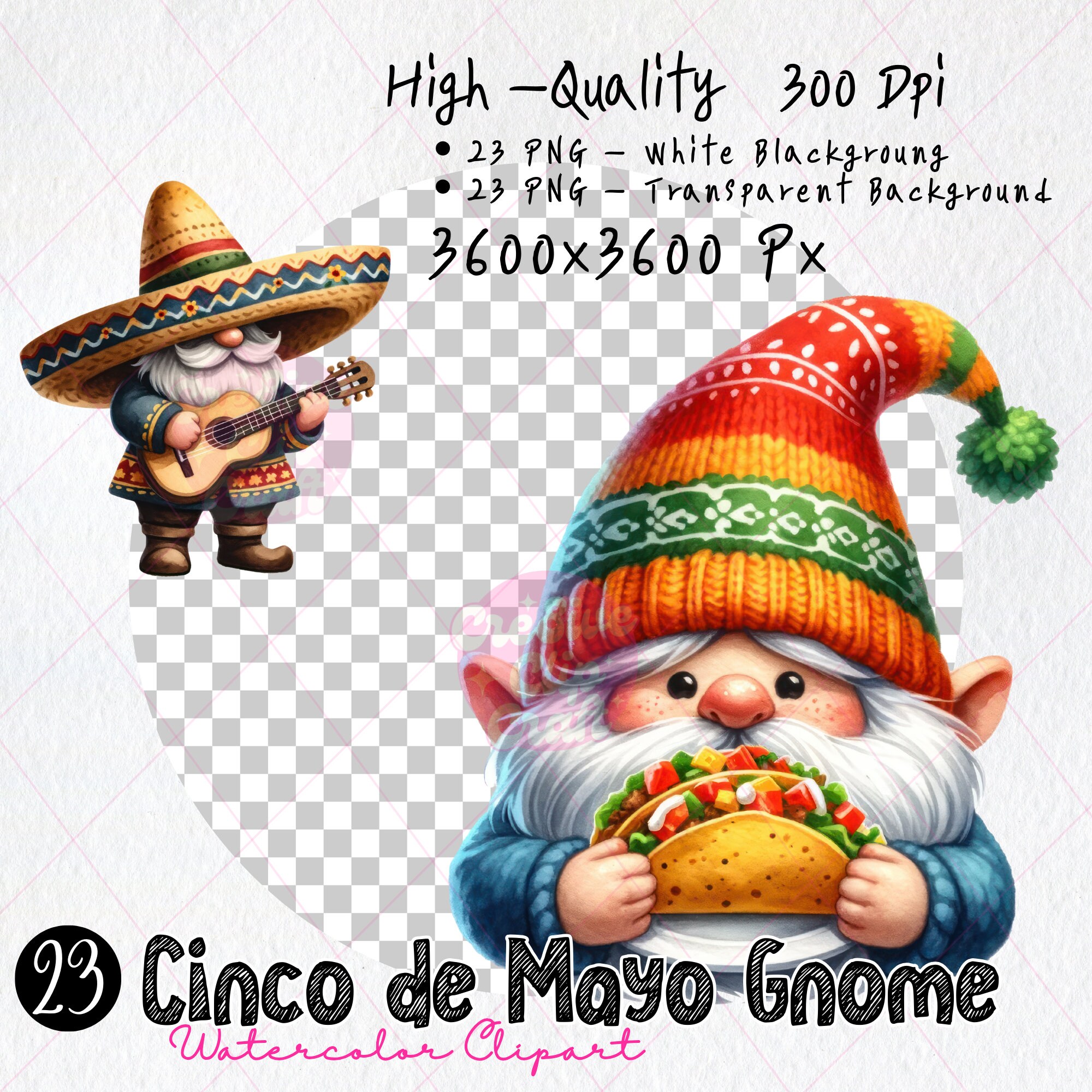 Cinco De Mayo Gnome Clipart, Watercolor Gnome Clipart, Happy Cinco De ...