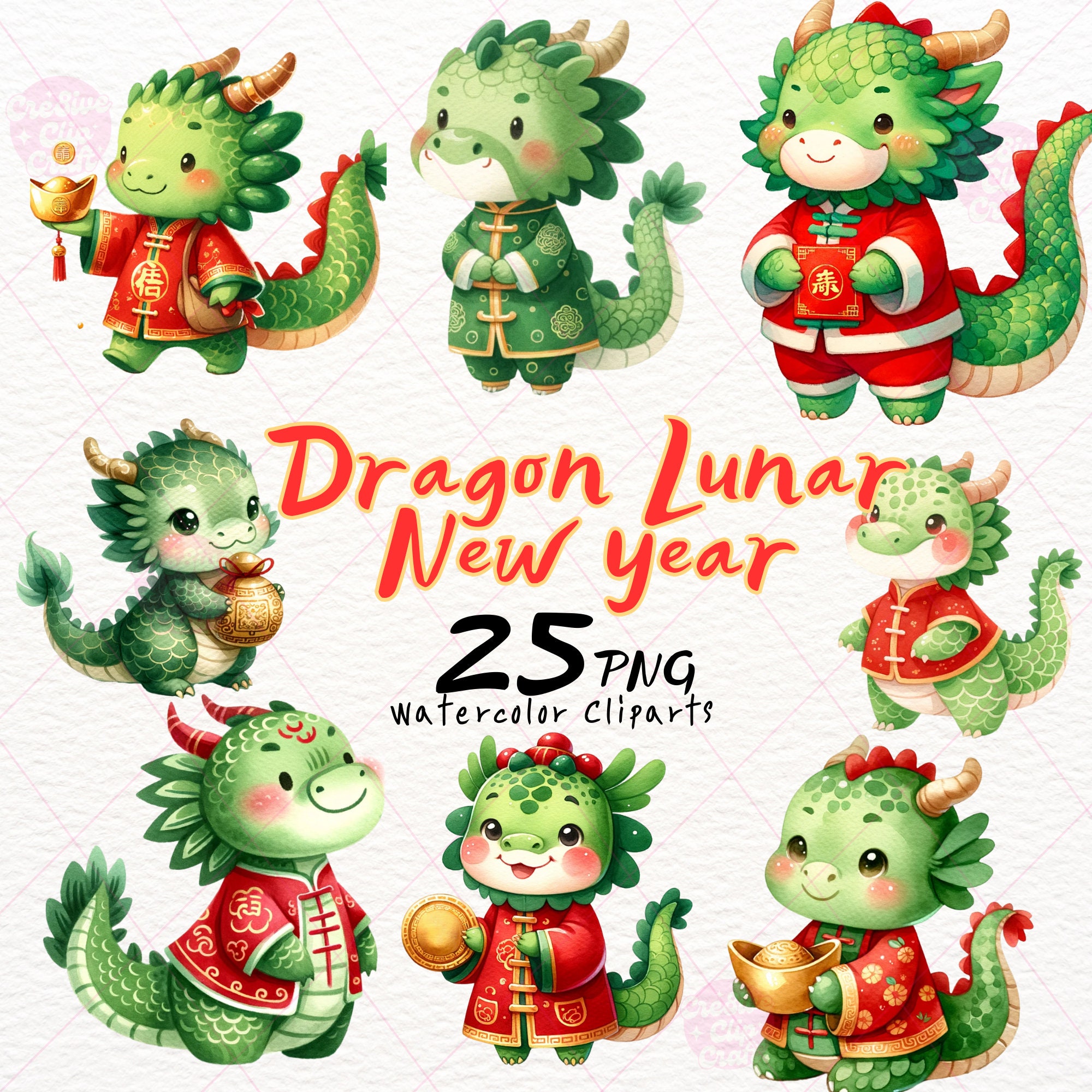 Dragon Lunar New Year Watercolor, Dragon Clipart, Chinese New Year ...