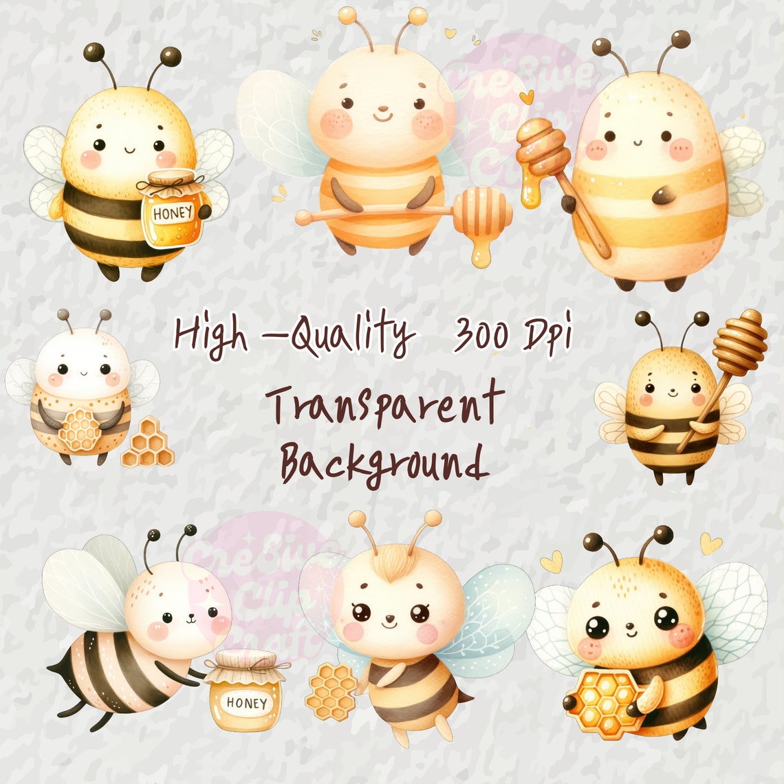 Watercolor Bee Bundle Baby Bee Baby Shower Cute Bee Bee With Flowers ...