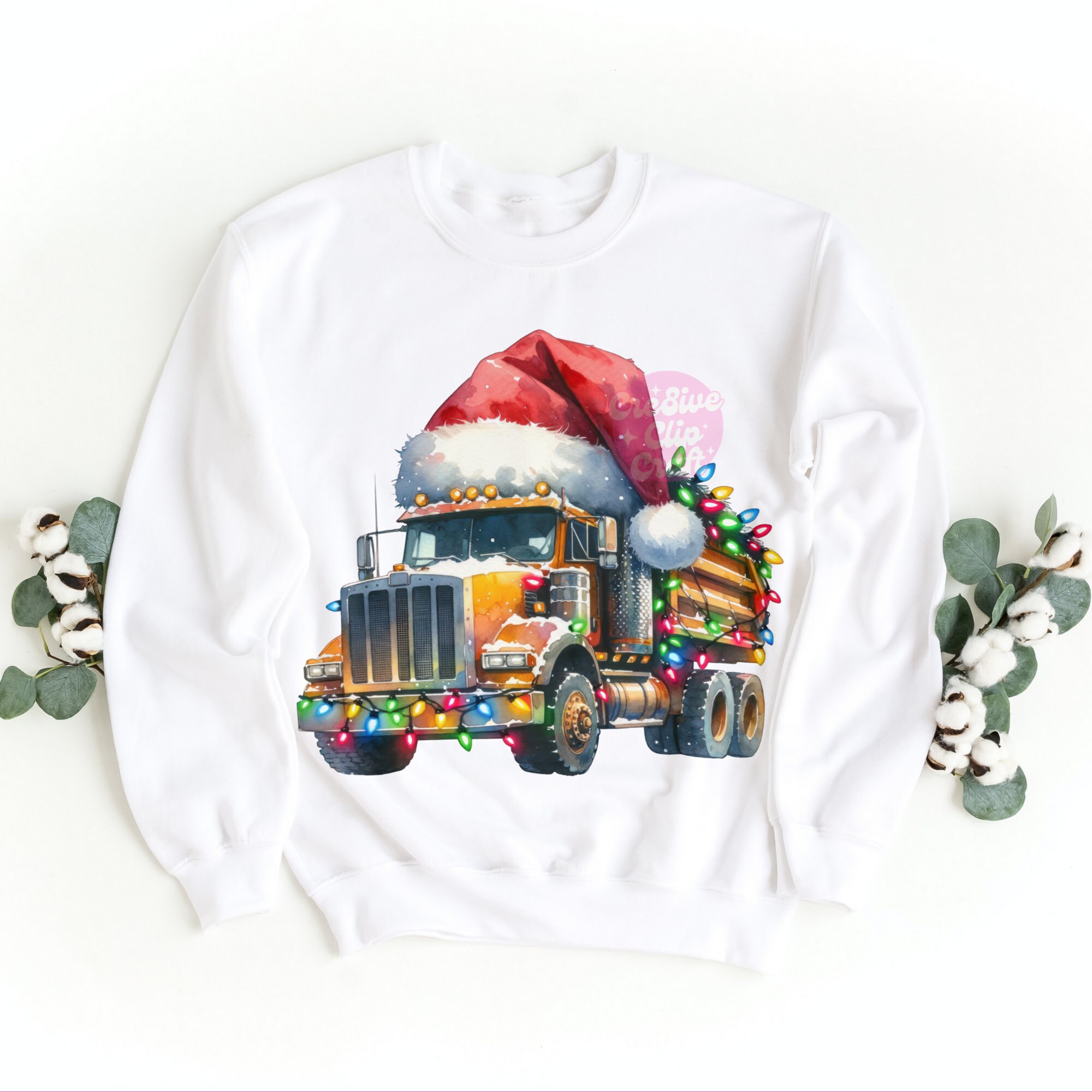 Christmas Truck PNG Watercolor Truck Boys Clipart Santa Claus Hat PNG ...