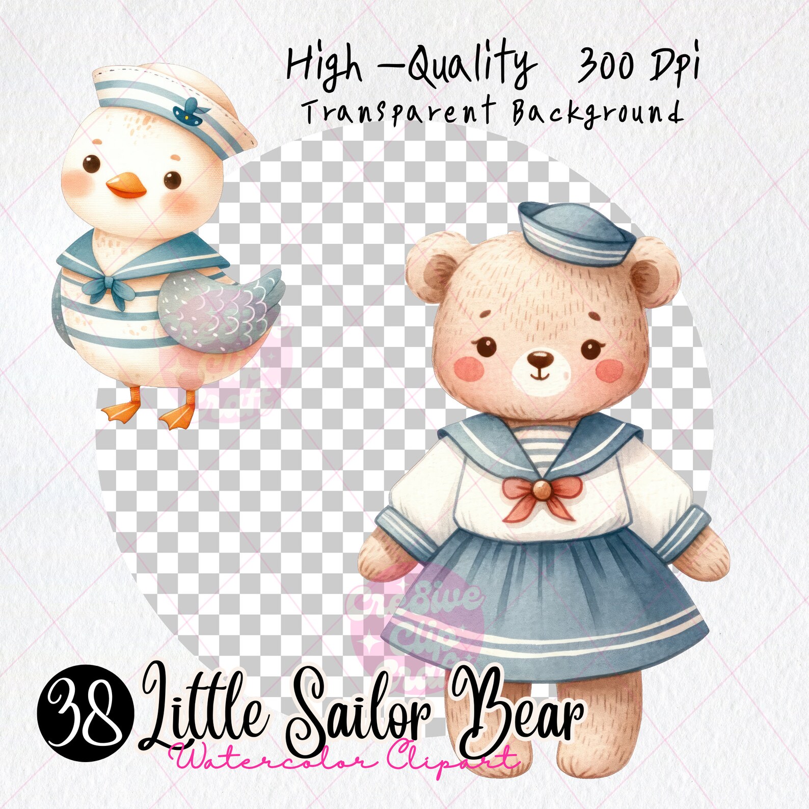 Little Sailor Bear Watercolor Clipart, Sailor Baby Bear, Nursery Clip ...