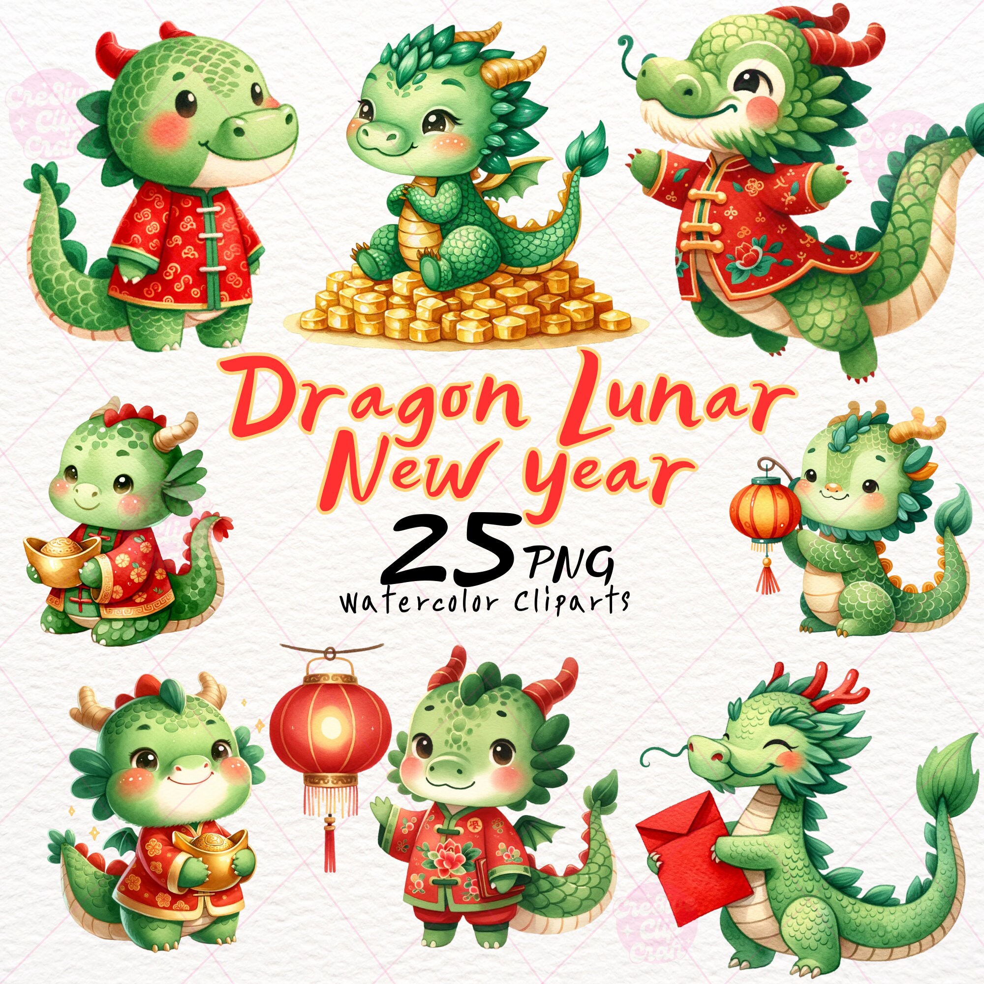 Dragon Lunar New Year Watercolor, Dragon Clipart, Chinese New Year ...
