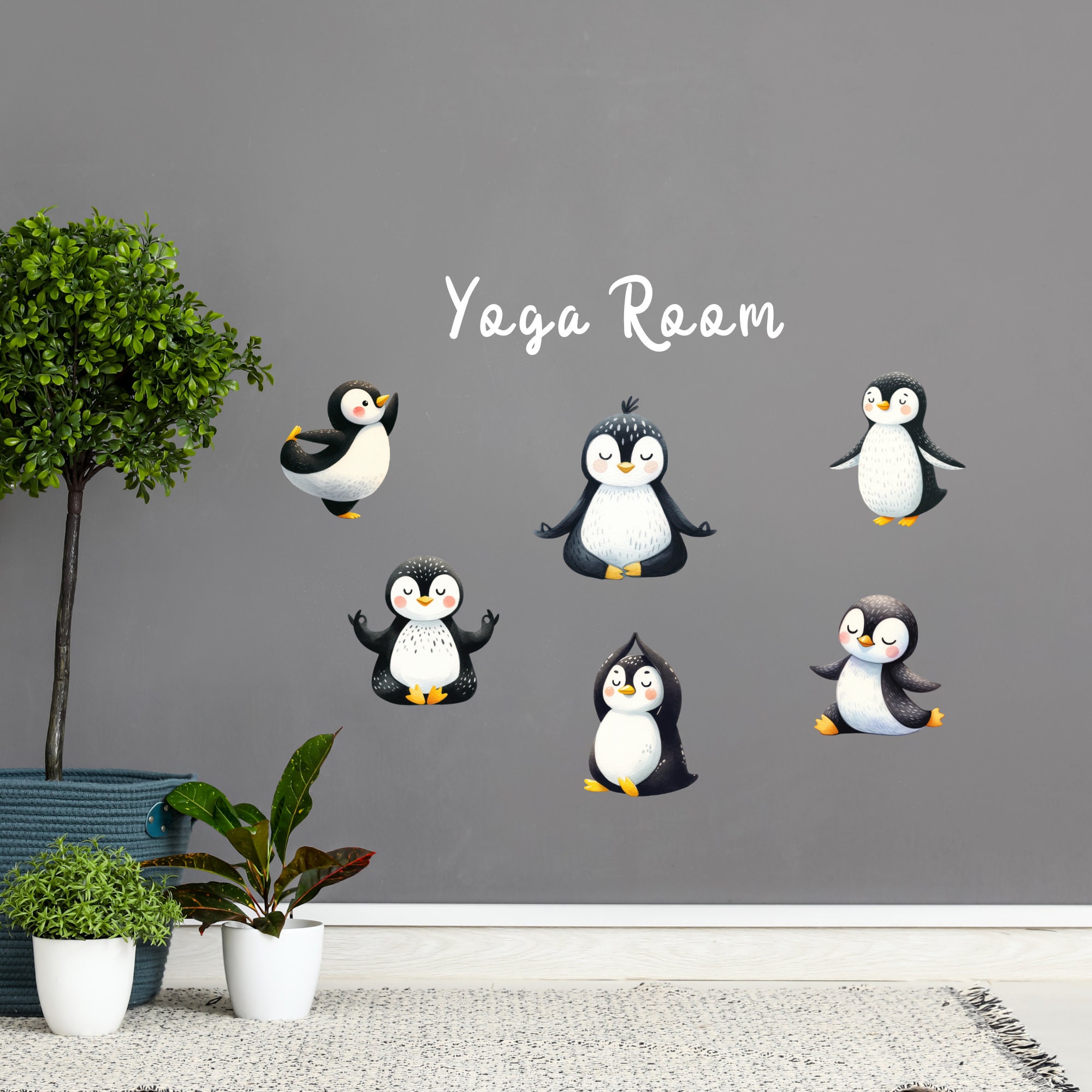 Cute Penguin Yoga Watercolor Clip Art, Yoga Poses, Baby Penguin Bundle ...