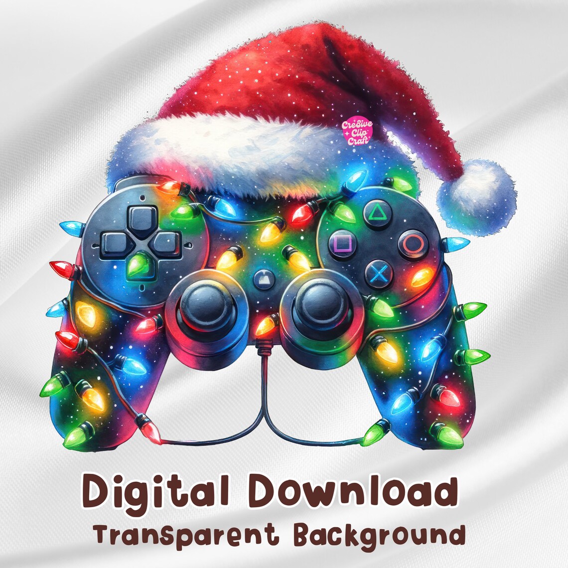 Funny Christmas Game Controller Png Christmas Png Santa Hat PNG Game ...