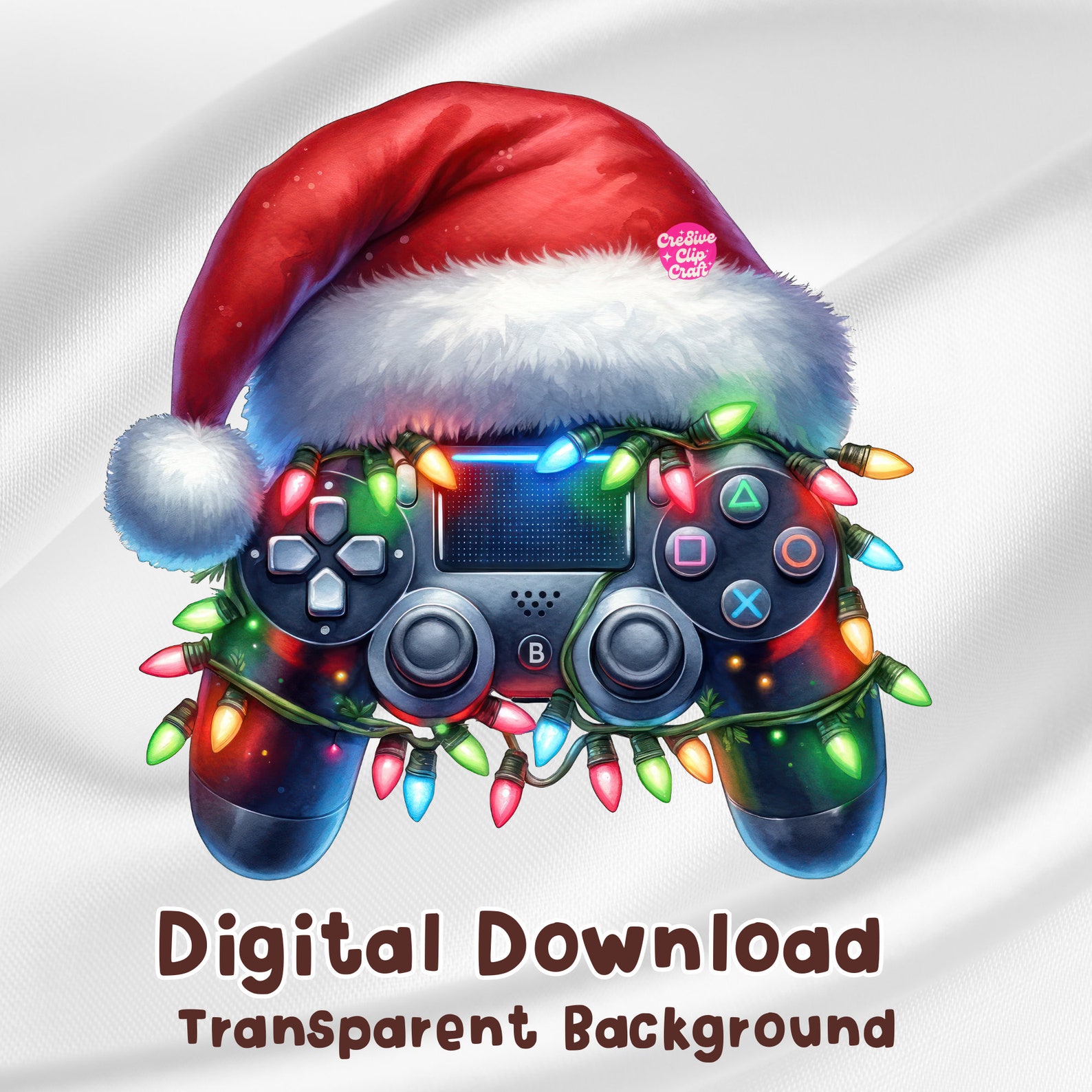 Funny Christmas Game Controller Png Christmas Png Santa Hat PNG Game ...