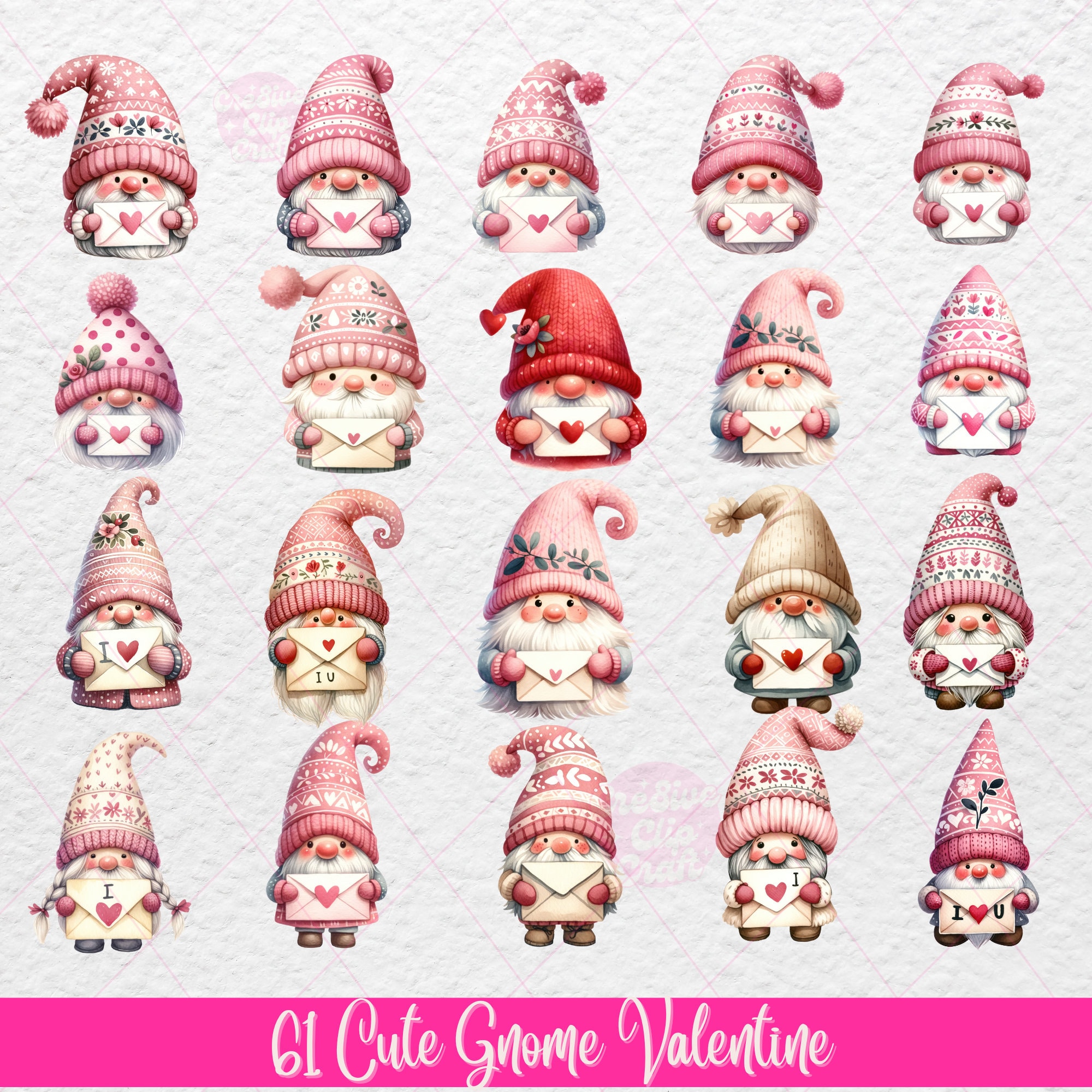 Valentine Gnome Watercolor Clipart, Valentine's Day Clipart, Cute Gnome ...