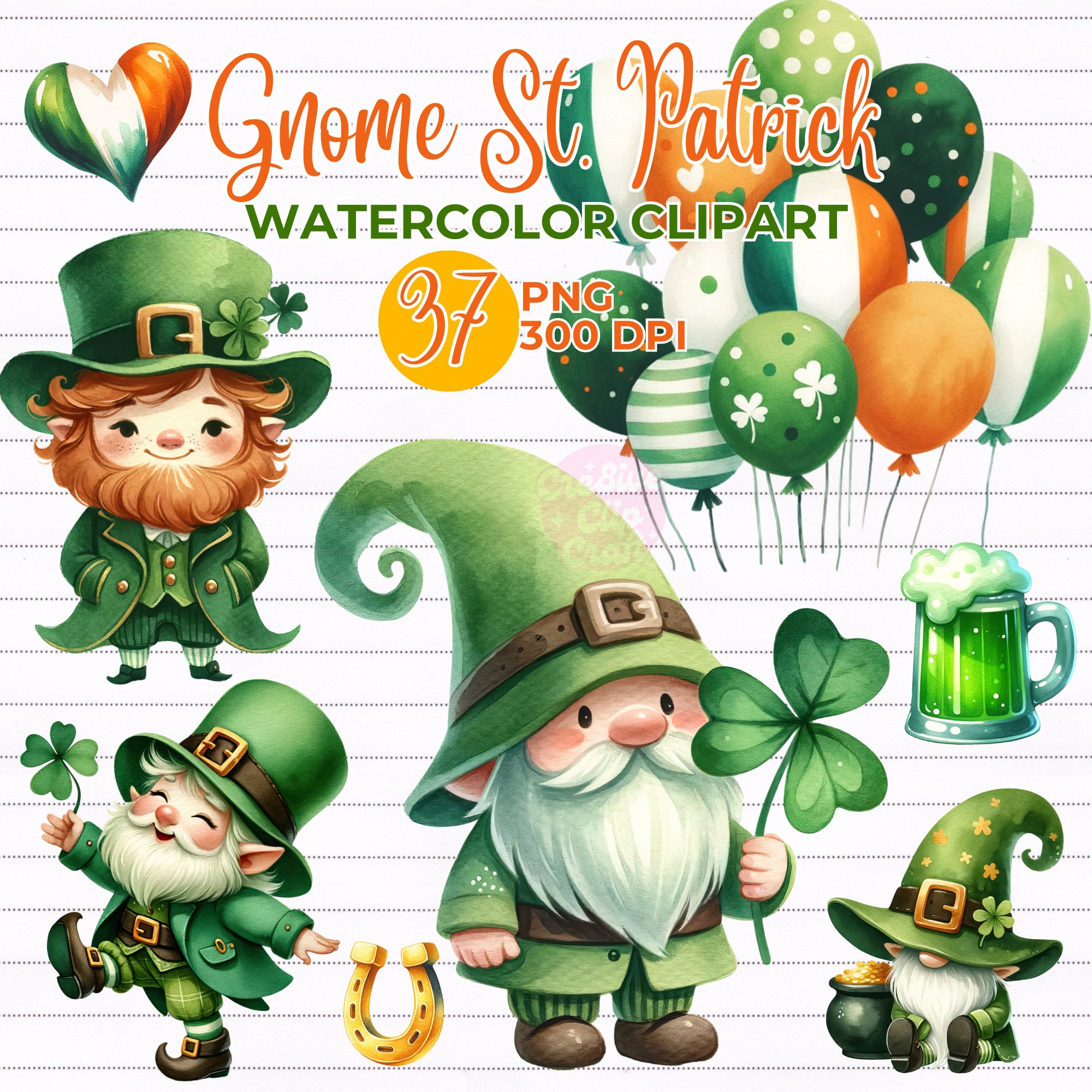 Watercolor St. Patrick's Day Clipart, Gnome St Patrick PNG, St Patrick ...