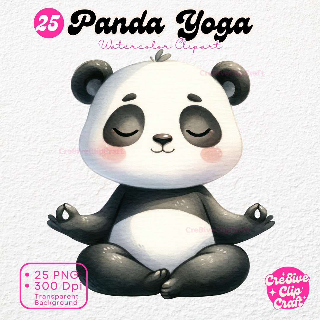 Watercolor Yoga Animals, Panda Yoga, Clipart Bundle, Cute Animal Yoga ...