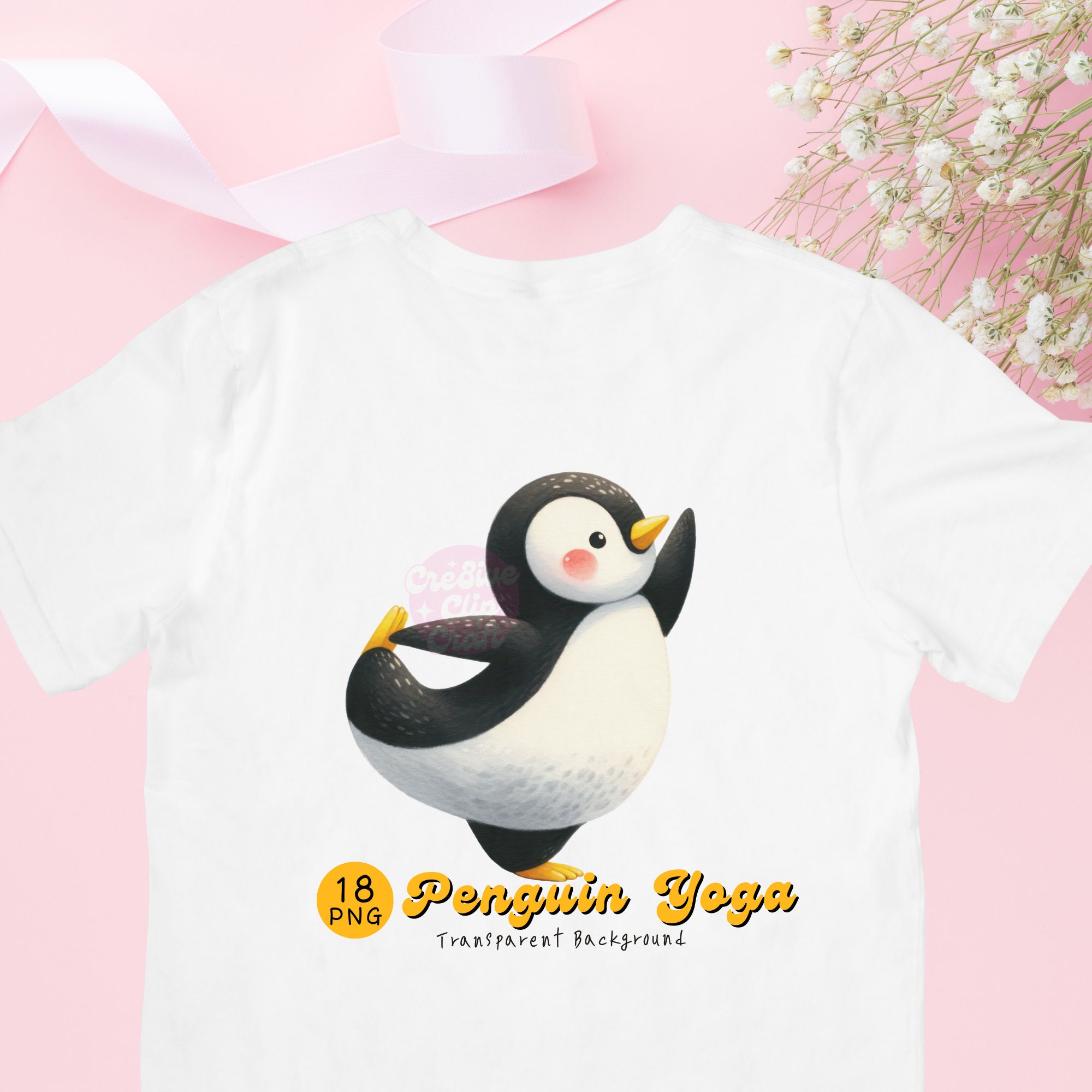 Cute Penguin Yoga Watercolor Clip Art, Yoga Poses, Baby Penguin Bundle ...