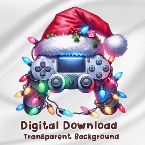 Funny Christmas Game Controller Png Christmas Png Santa Hat PNG Game ...