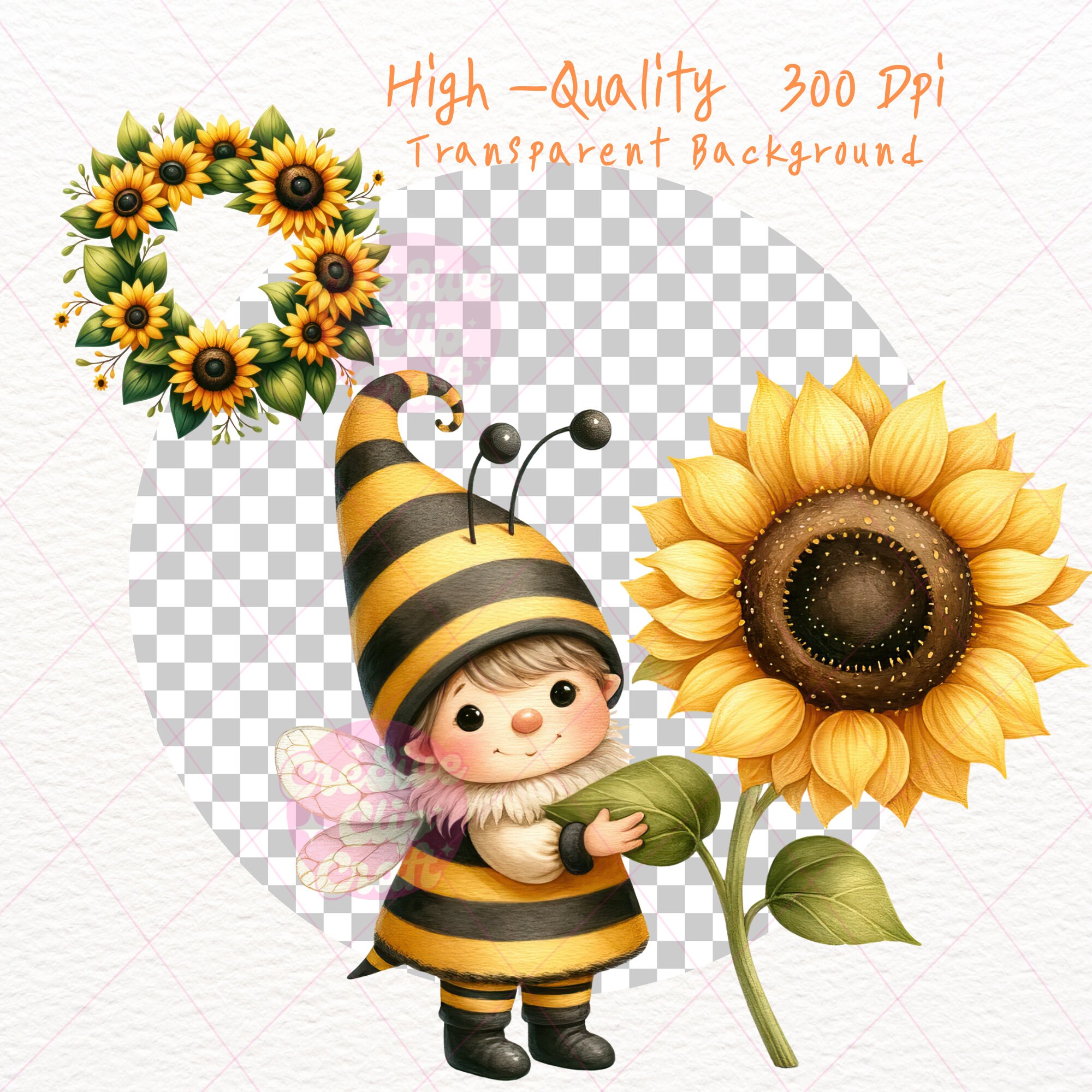 Gnome Sunflowers Watercolor Clipart, Garden Clipart, Gardening Gnome ...