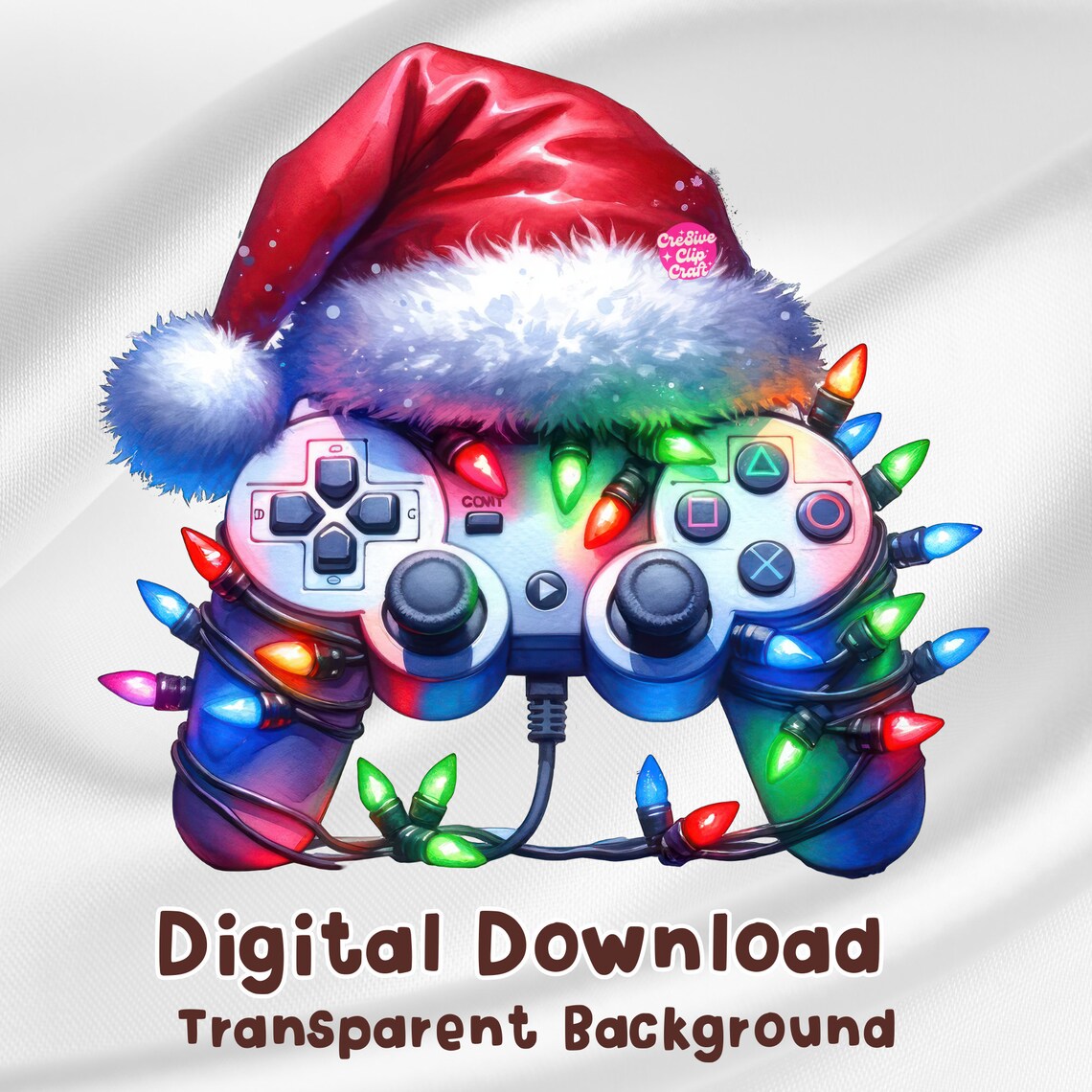 Funny Christmas Game Controller Png Christmas Png Santa Hat PNG Game ...
