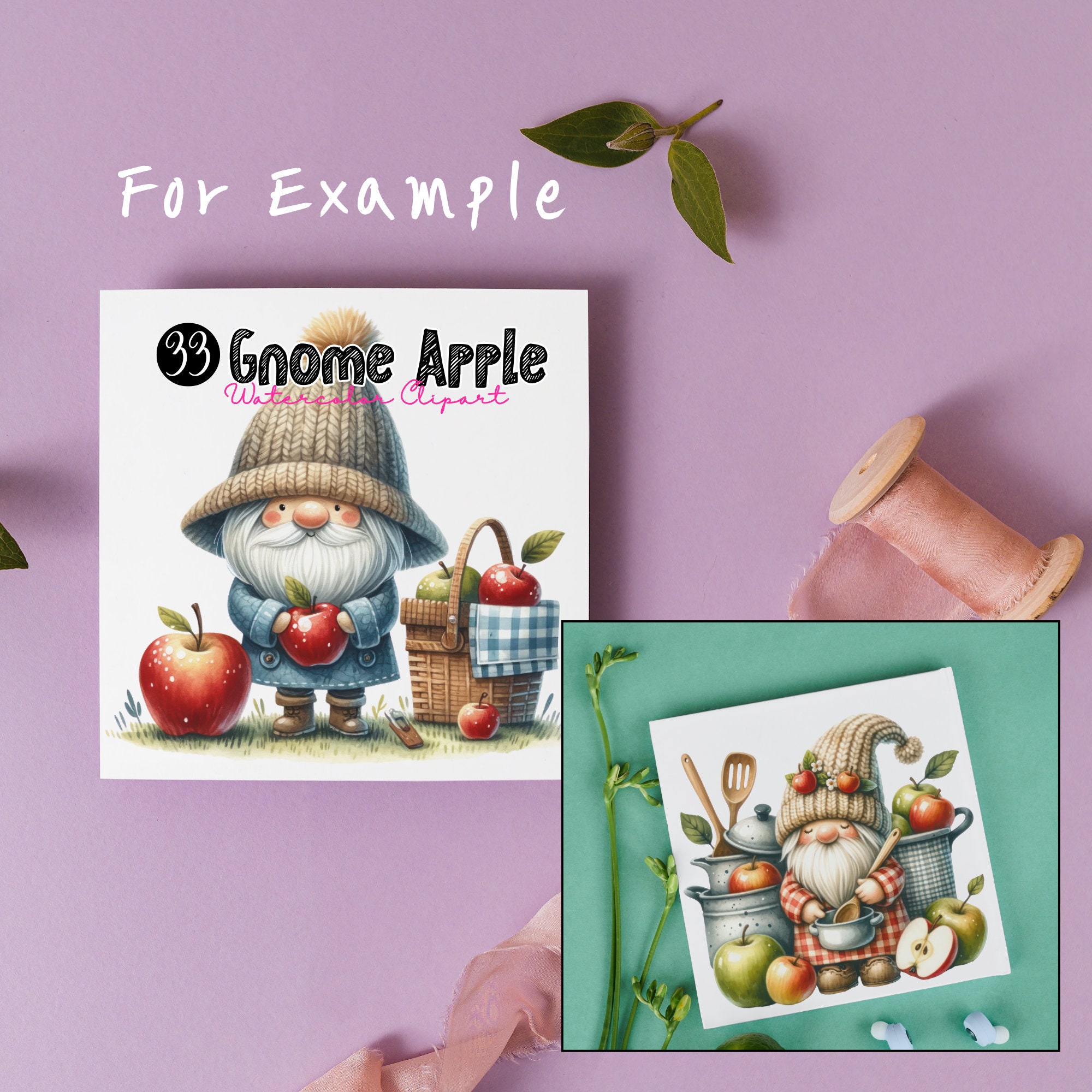 Gnome Apple Watercolor Clipart, Apple Gnome, Spring Gnome Clipart ...