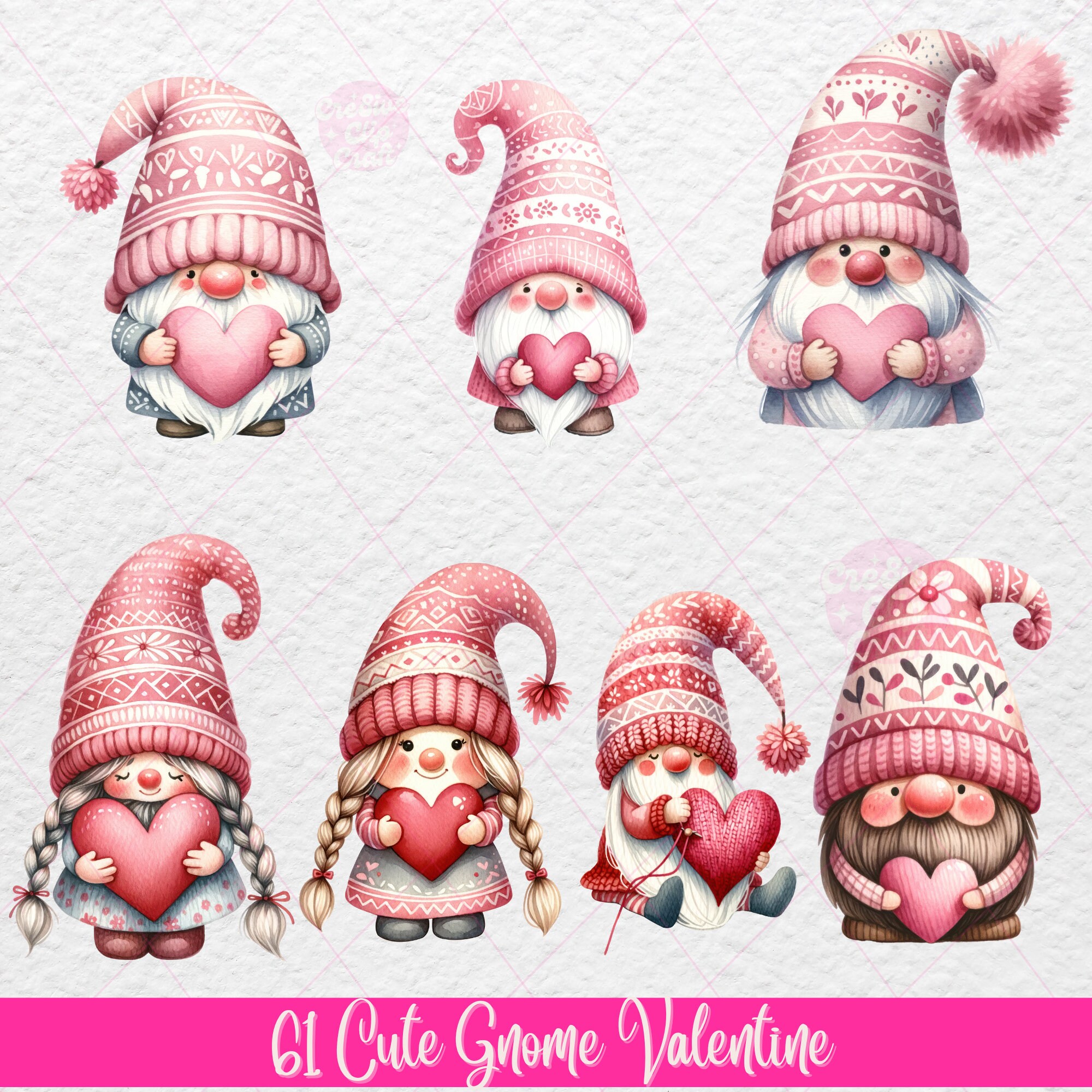 Valentine Gnome Watercolor Clipart, Valentine's Day Clipart, Cute Gnome ...