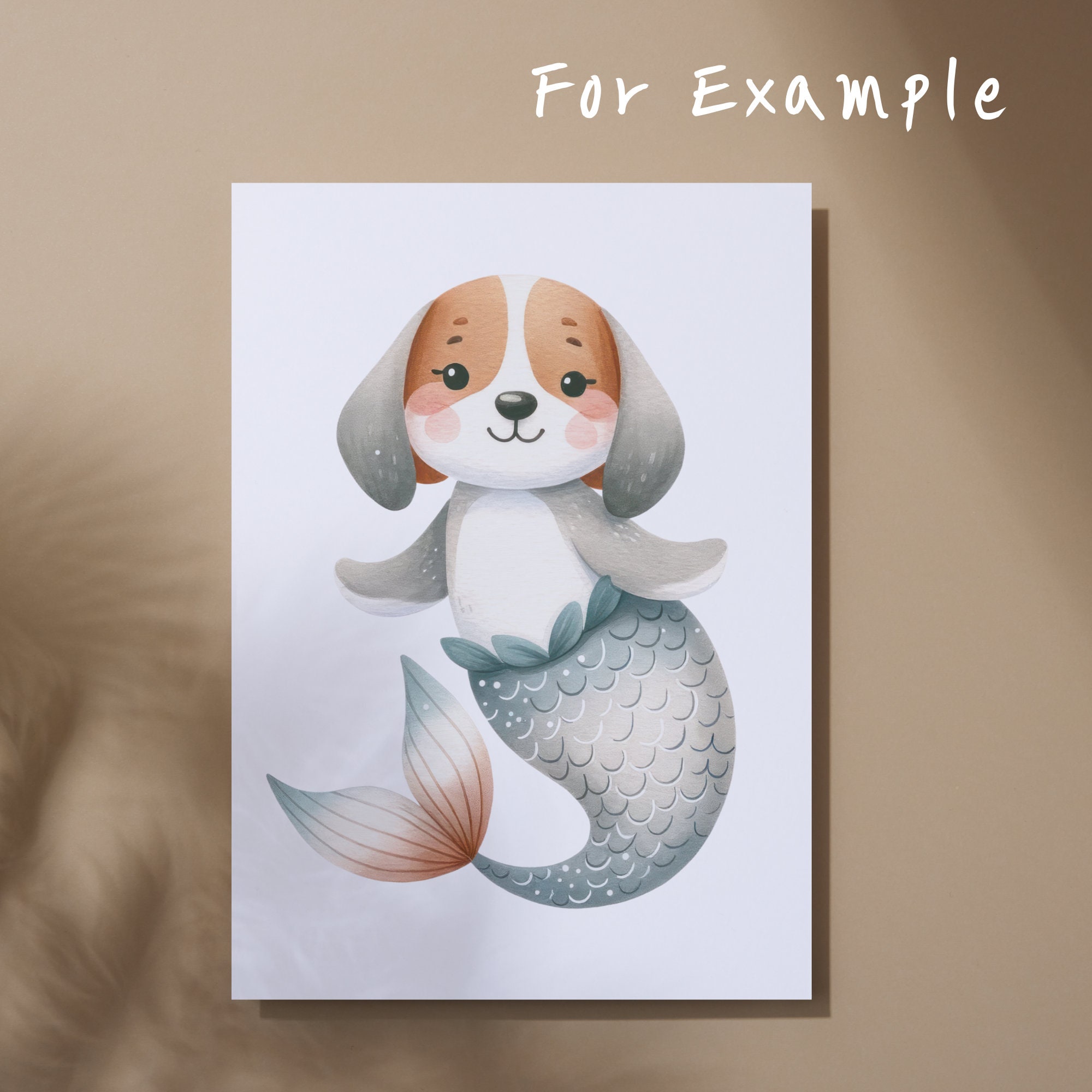 Beagle Mermaid Clipart, Dog Mermaid Watercolor Clipart, Puppy Mermaid ...