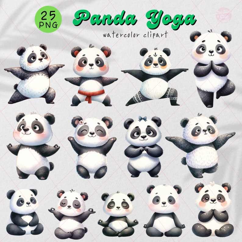 Watercolor Yoga Animals, Panda Yoga, Clipart Bundle, Cute Animal Yoga ...
