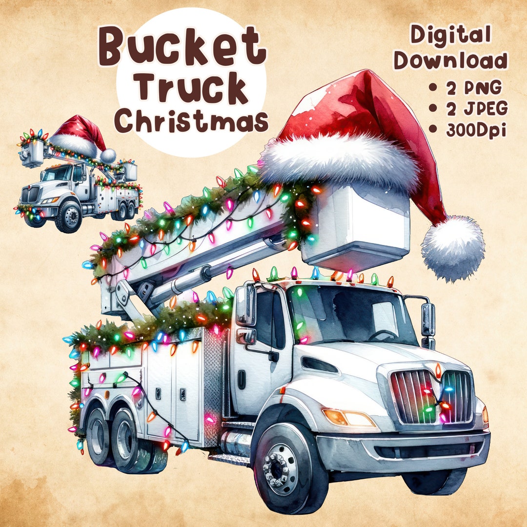Christmas Bucket Truck PNG, Watercolor, Lineman Electrician, Boys ...