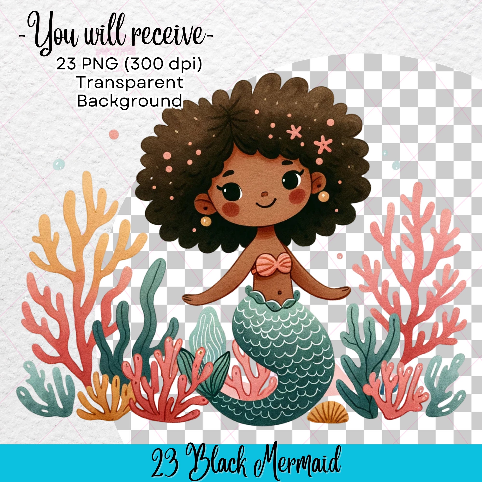 Black Mermaid Clipart African American Mermaid PNG Mermaid Clipart Cute ...