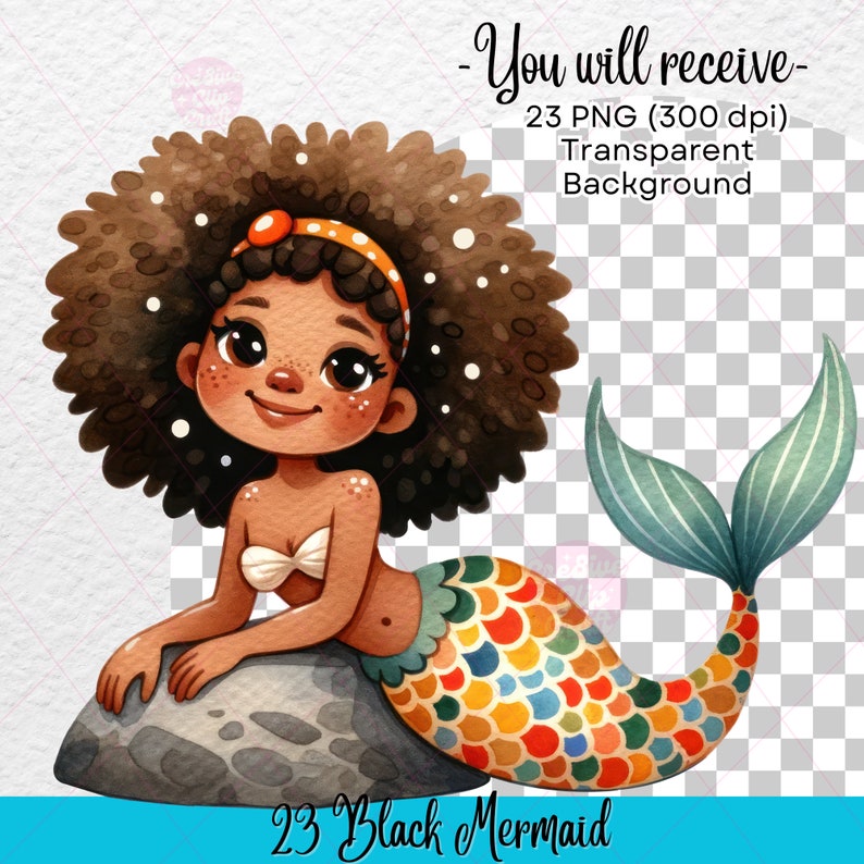 Black Mermaid Clipart African American Mermaid PNG Mermaid Clipart Cute ...