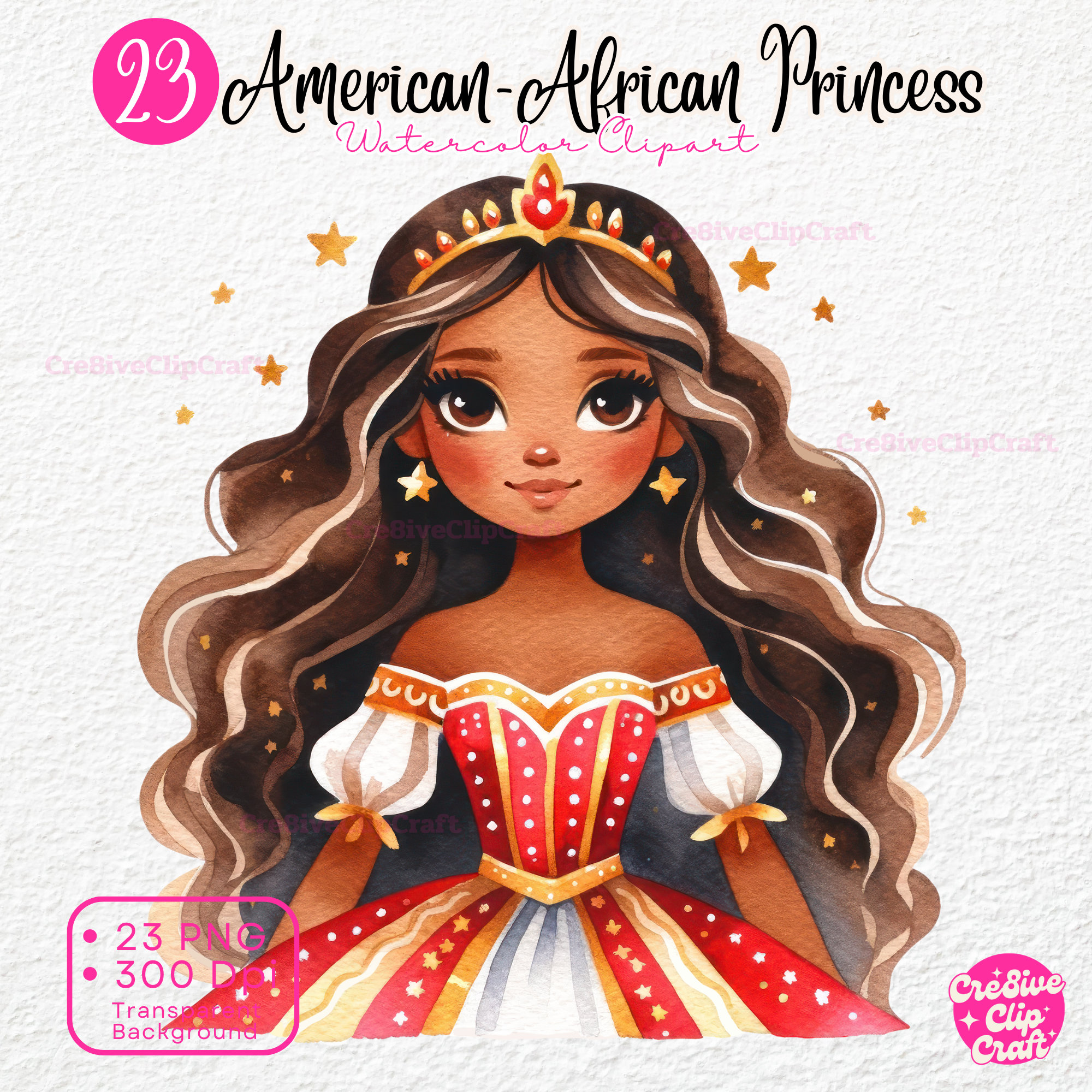 American African Princess Clipart Black Princess PNG Bundle Cute ...