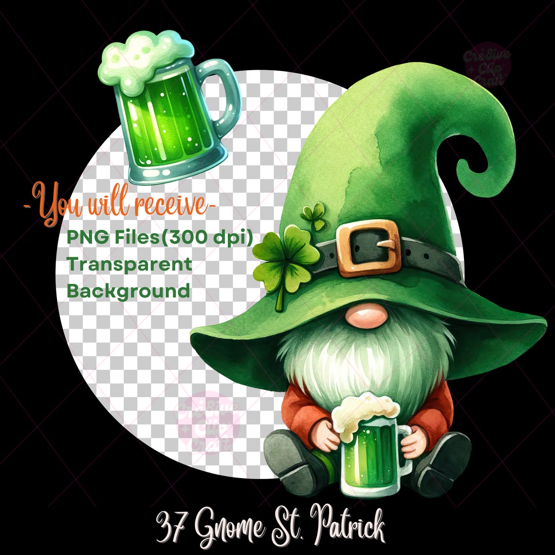 Watercolor St. Patrick's Day Clipart, Gnome St Patrick PNG, St Patrick ...