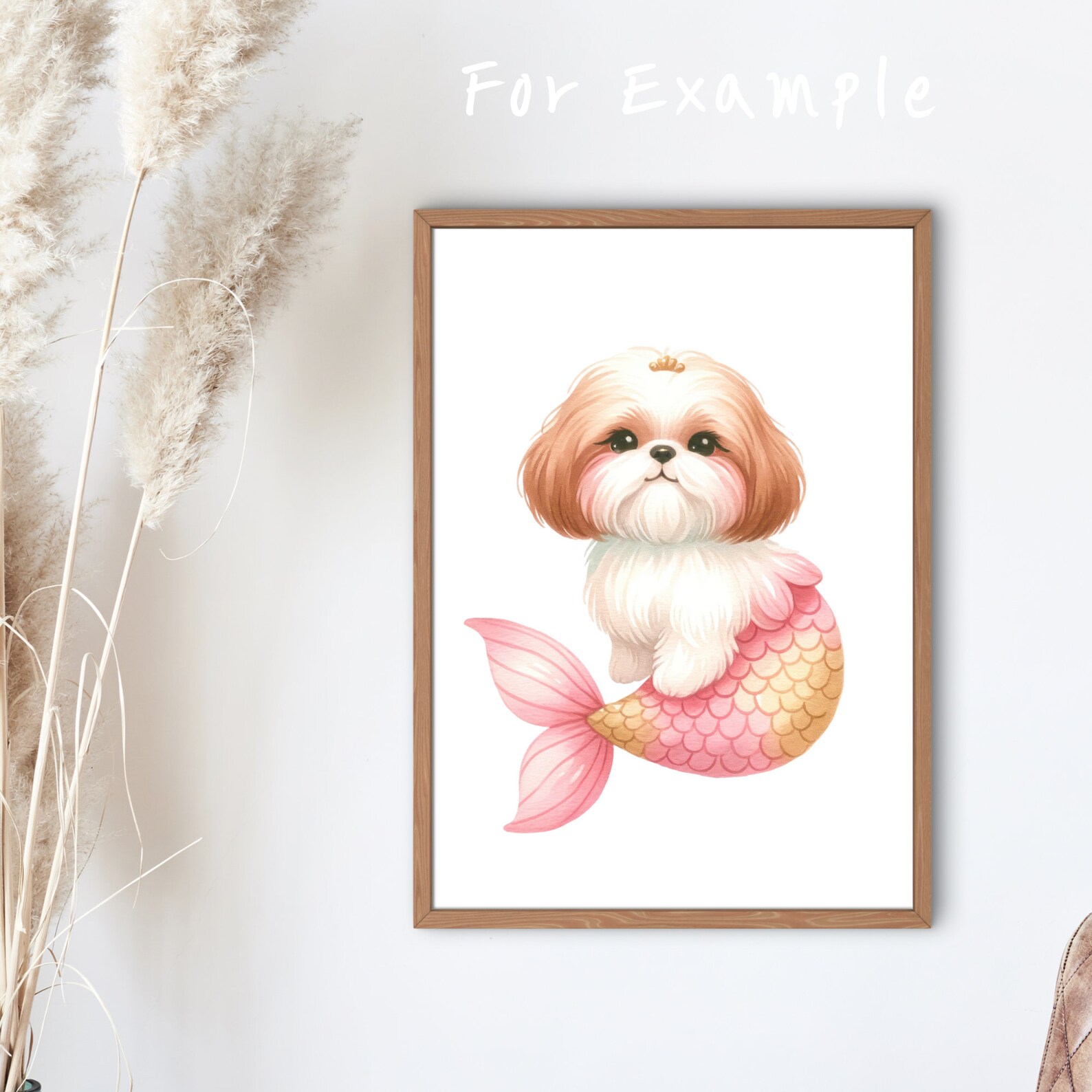 Shih Tzu Dog Mermaid Clipart, Dog Mermaid Watercolor Clipart, Puppy ...