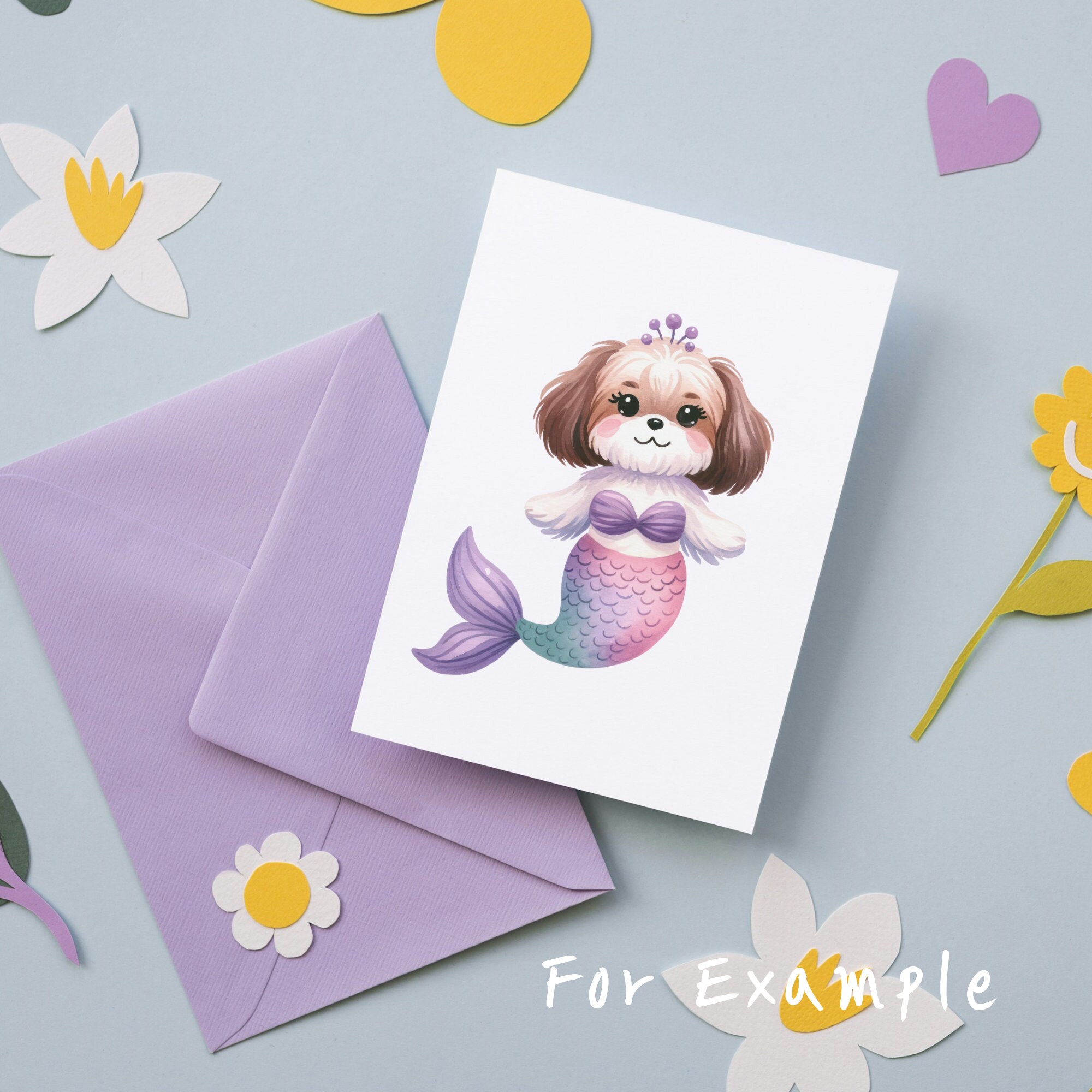 Shih Tzu Dog Mermaid Clipart, Dog Mermaid Watercolor Clipart, Puppy ...