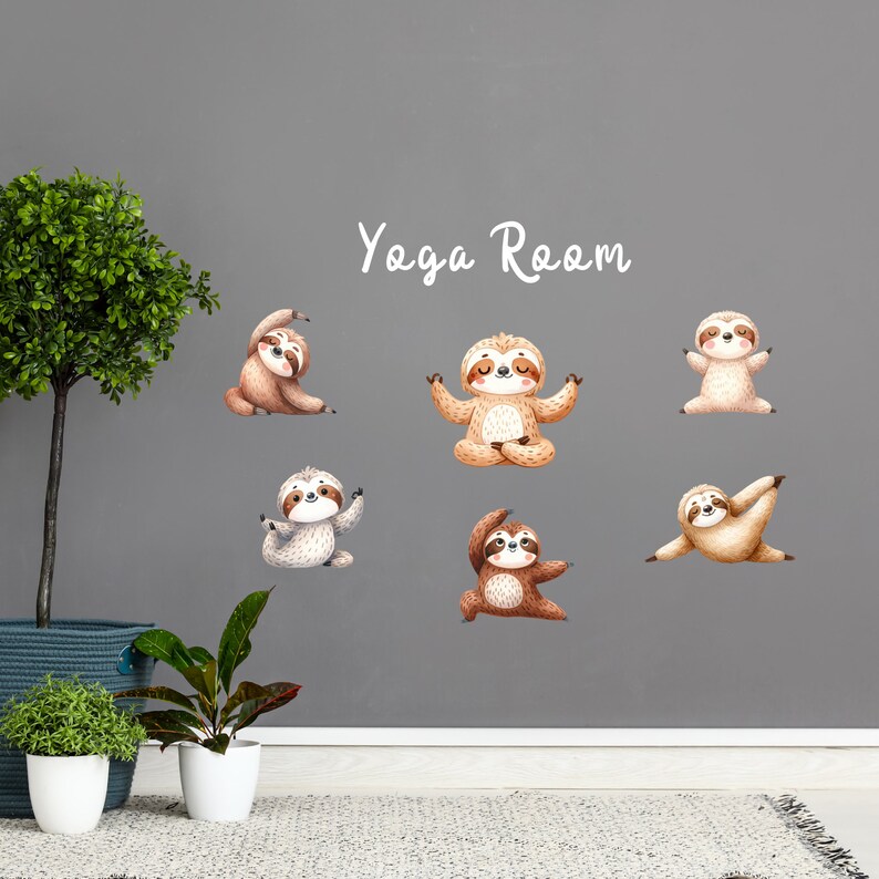 Sloth Yoga Poses, Clipart Bundle, Cute Baby Sloth, Watercolor Animal ...
