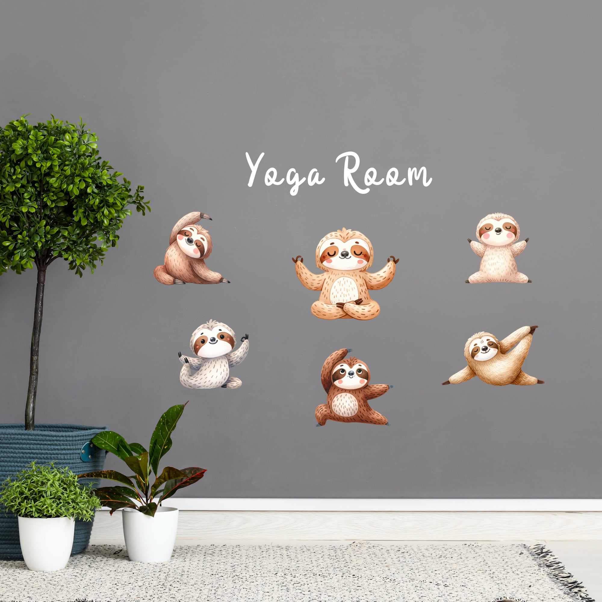 Sloth Yoga Poses, Clipart Bundle, Cute Baby Sloth, Watercolor Animal ...