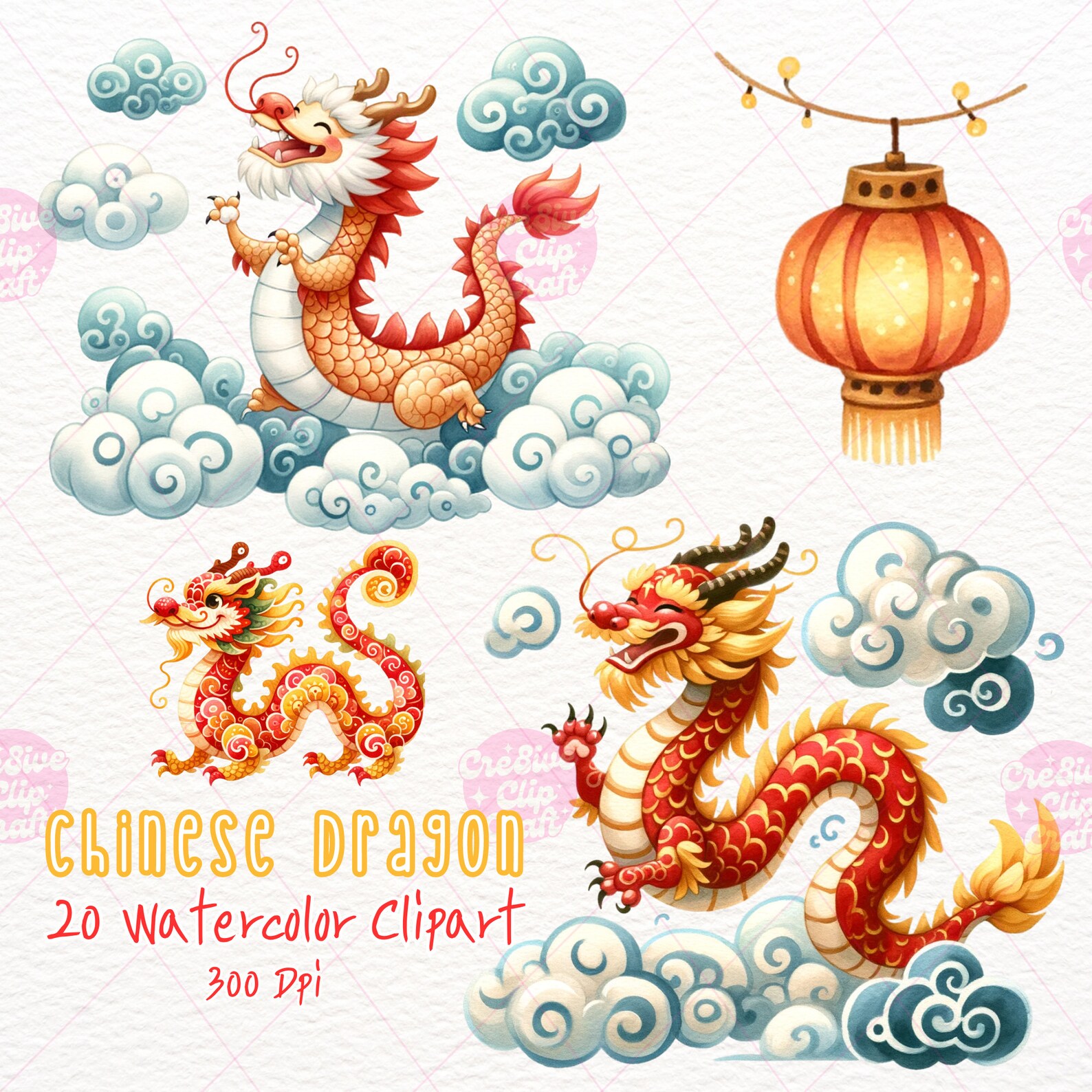Chinese New Year Clipart Chinese Dragon Watercolor Dragon PNG Lunar New ...