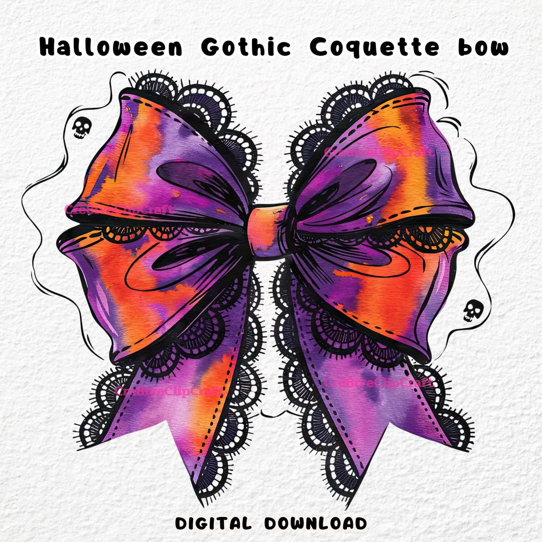 Halloween Gothic Coquette Bow Png, Retro Halloween Png, Trending Png ...