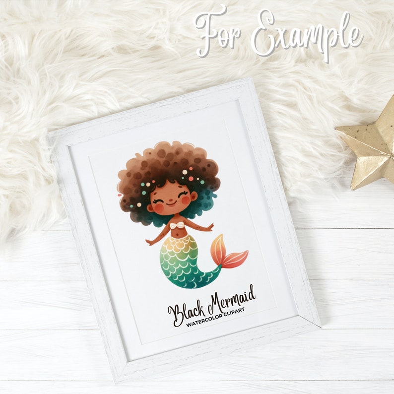 Black Mermaid Clipart African American Mermaid PNG Mermaid Clipart Cute ...