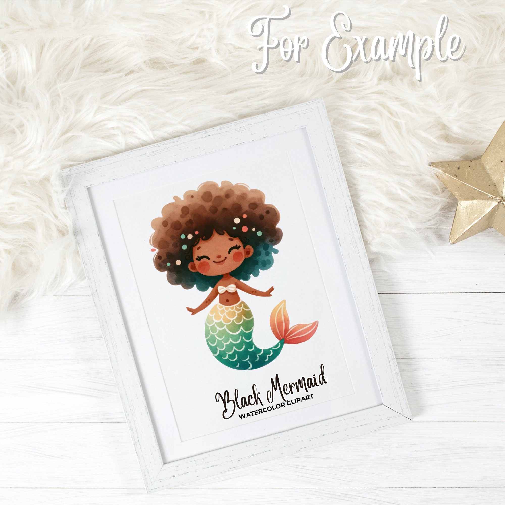 Black Mermaid Clipart African American Mermaid PNG Mermaid Clipart Cute ...